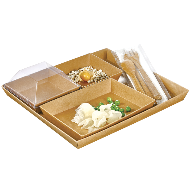 Plateau repas carton kraft rectangulaire